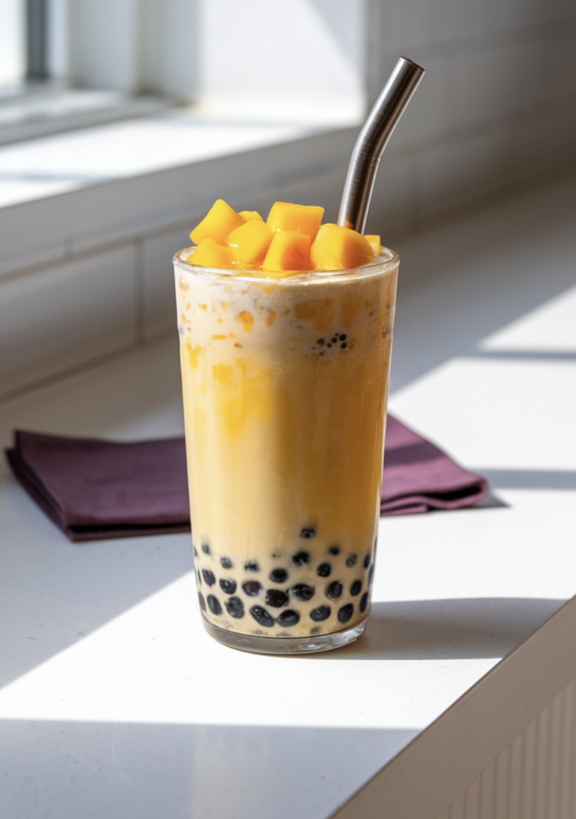 Mango Bubble Tea - Yum Yum Plates