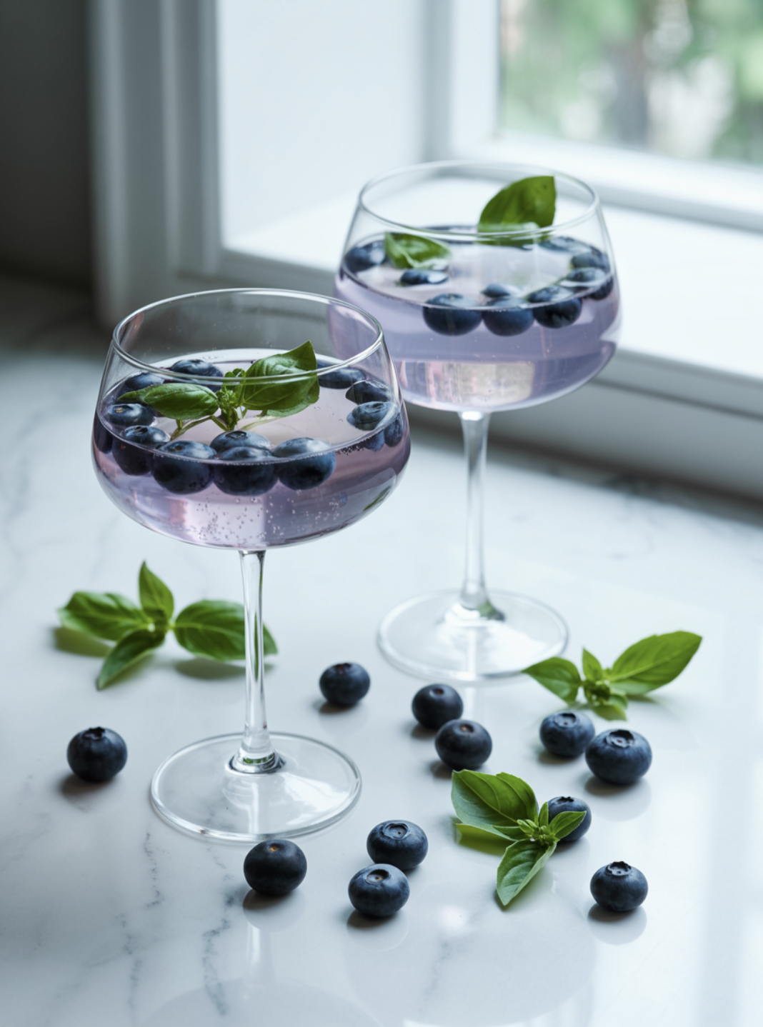 Blueberry Basil Sparkling Cooler - Yum Yum Plates