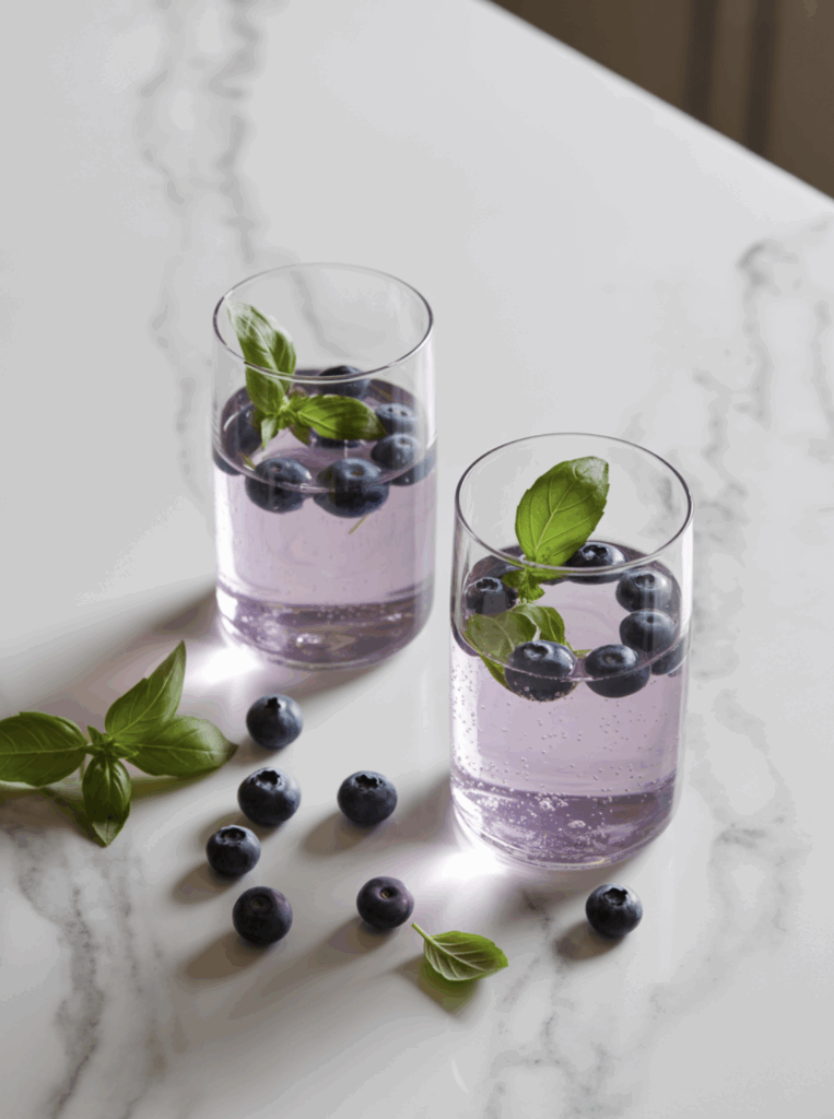 Blueberry Basil Sparkling Cooler - Yum Yum Plates